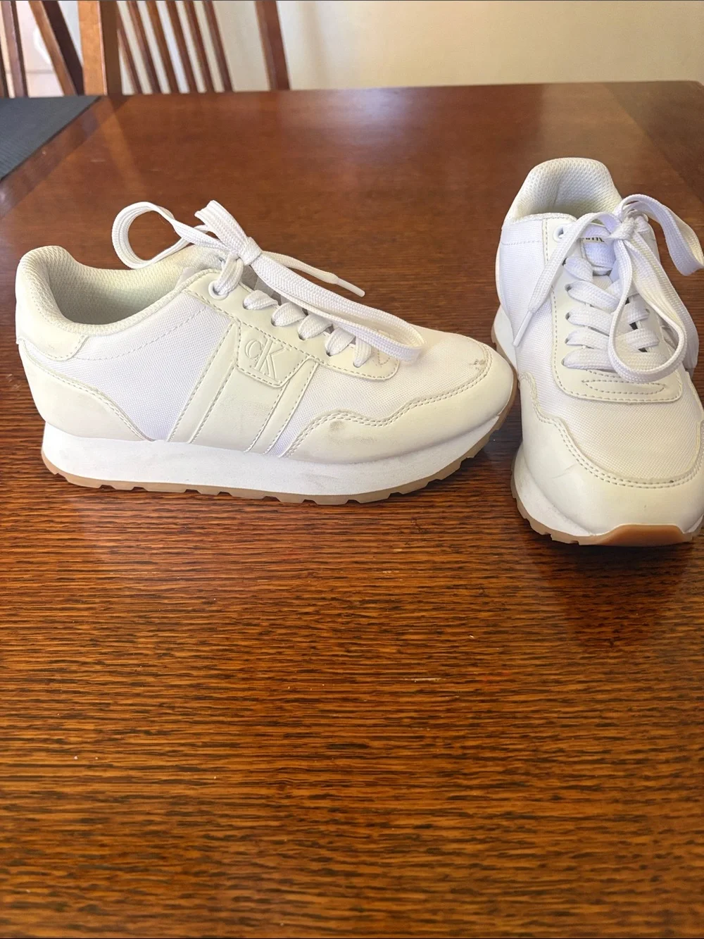 Calvin Klein | Shoes | Calvin Klein White Casual Laceup Sneakers With ...